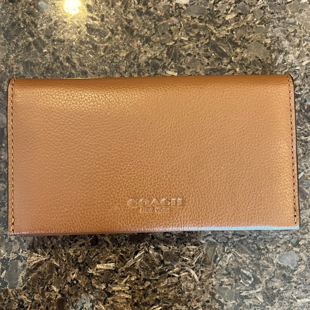 Coach Small Brown Pebble Leather Breast Pocket Wallet… - Gem
